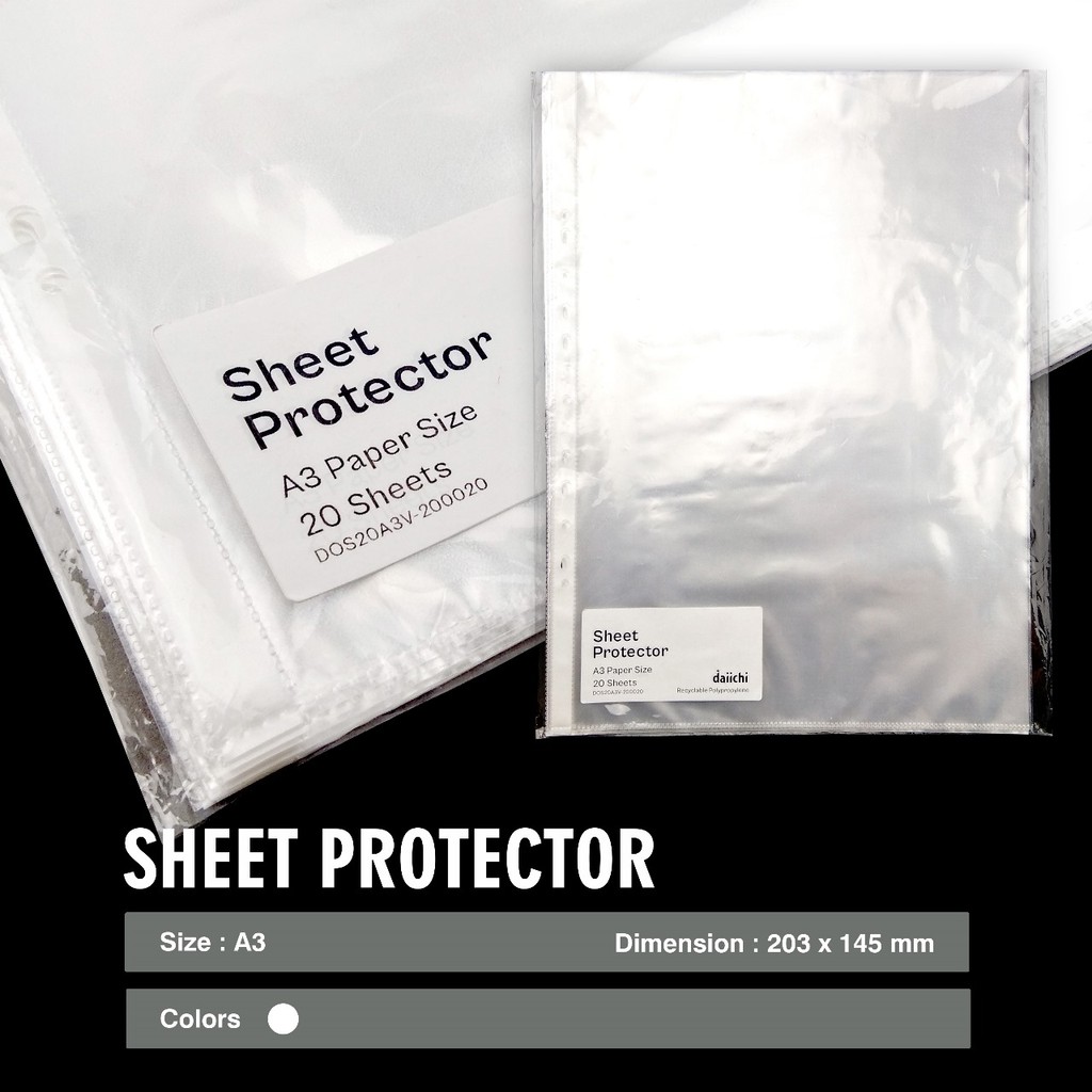 Jual Daiichi - Sheet Protector PP Pocket Pelindung Kertas Ukuran A3 (20 ...