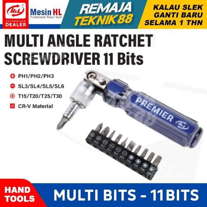 Jual Obeng Set Bengkok 90 Drajat 11 Pcs - MULTI ANGLE RATCHET SCREWDRIVER SET 11 BITS PH, SL ...