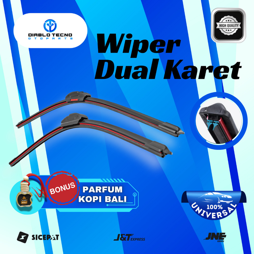 Jual Wiper Dual Karet / Double Karet Universal Model Karet Ganda Dobel Karet Blade Frameless ...