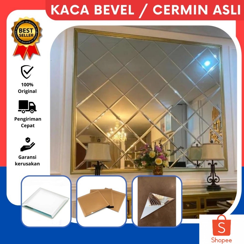 Jual KACA CERMIN BEVEL 20cm x 20cm, 15cm x 15cm Tebal 5mm | Shopee ...