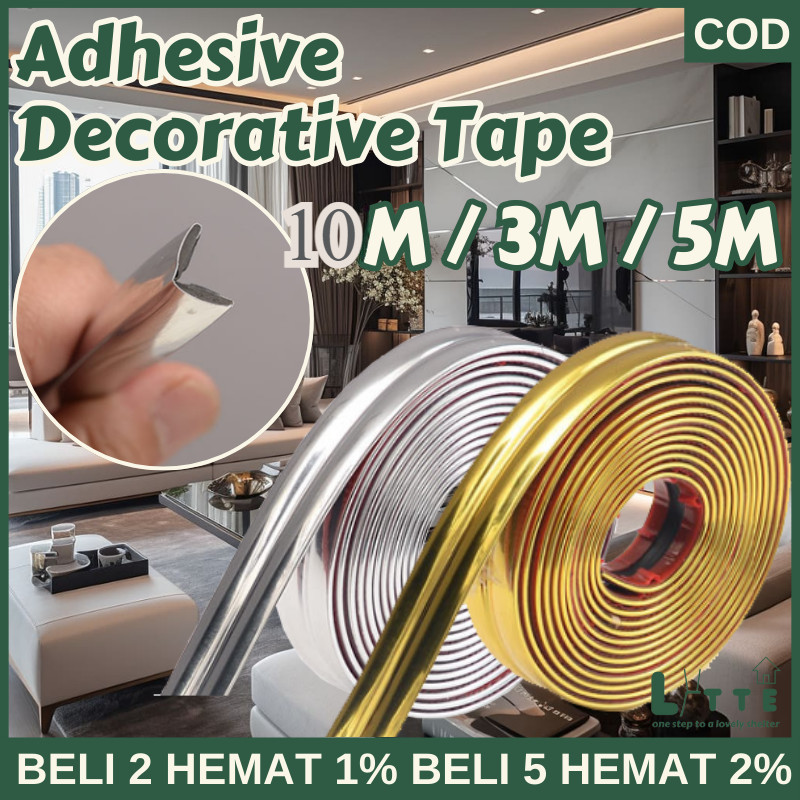 Jual LYTTE 10M Roll List Plat Strip PVC Gold Silver Stiker Pelindung ...