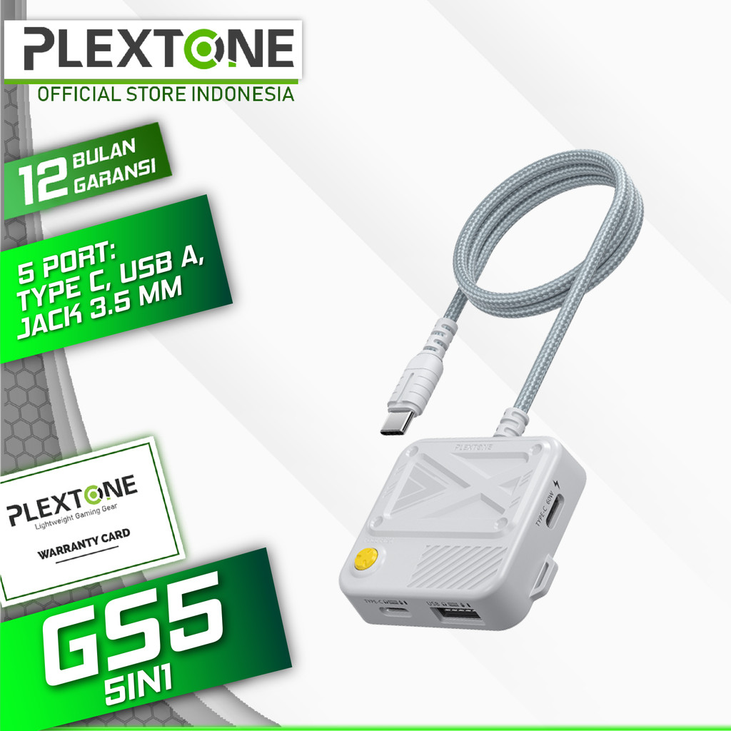Jual Plextone GS5 5 in 1 NEW PD 60W Fast Charge Adapter TYPE-C To 3.5mm or USB Converter ...