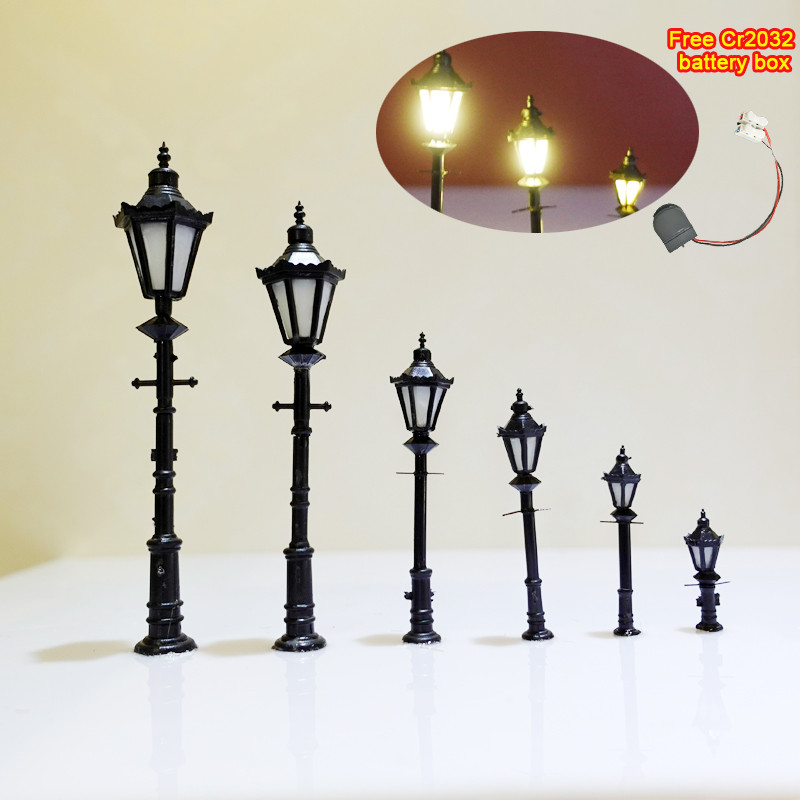Jual 3PCS 1:87 HO Scale Model Light Railway Lamppost LED 3V Park ...