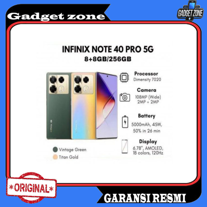 Jual INFINIX NOTE 40 8/256 GARANSI RESMI - 45W All-Round FastCharge2.0 + 20W Wireless MagCharge ...