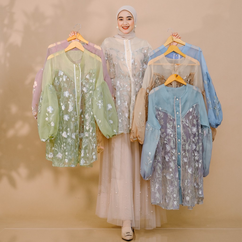 Jual Ventedaily - Zeela Outer Organza Mix Brukat Atasan Kondangan ...