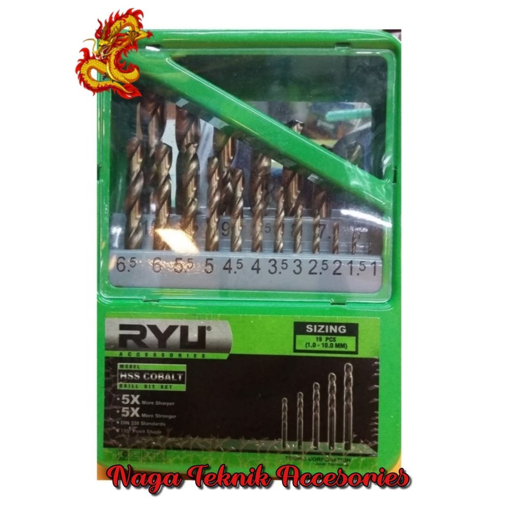 Jual RYU Mata Bor Besi Stainless Metal Set 25 pcs 1 - 13 mm HSS Cobalt ...