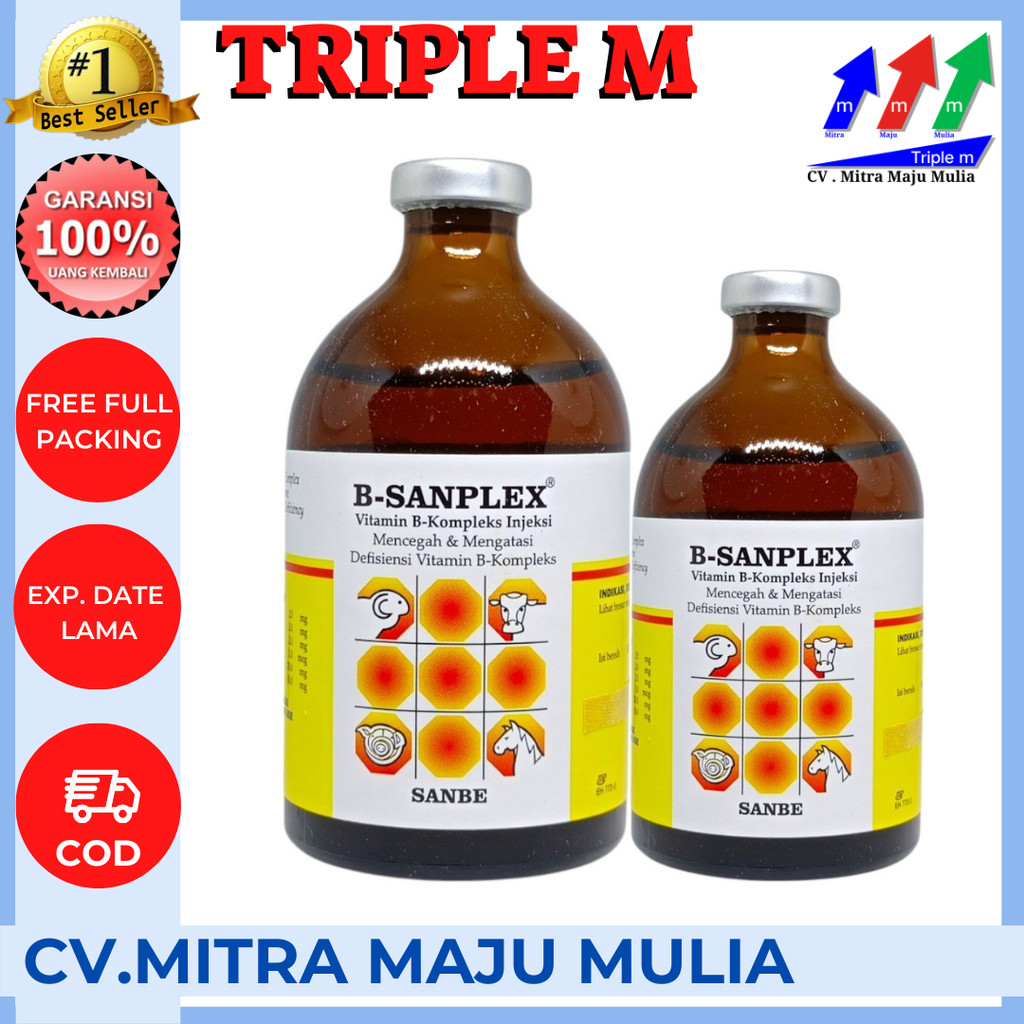Jual B Sanplex 50 ml dan B Sanplex 100 ml Vitamin B komplek Hewan SANBE ...
