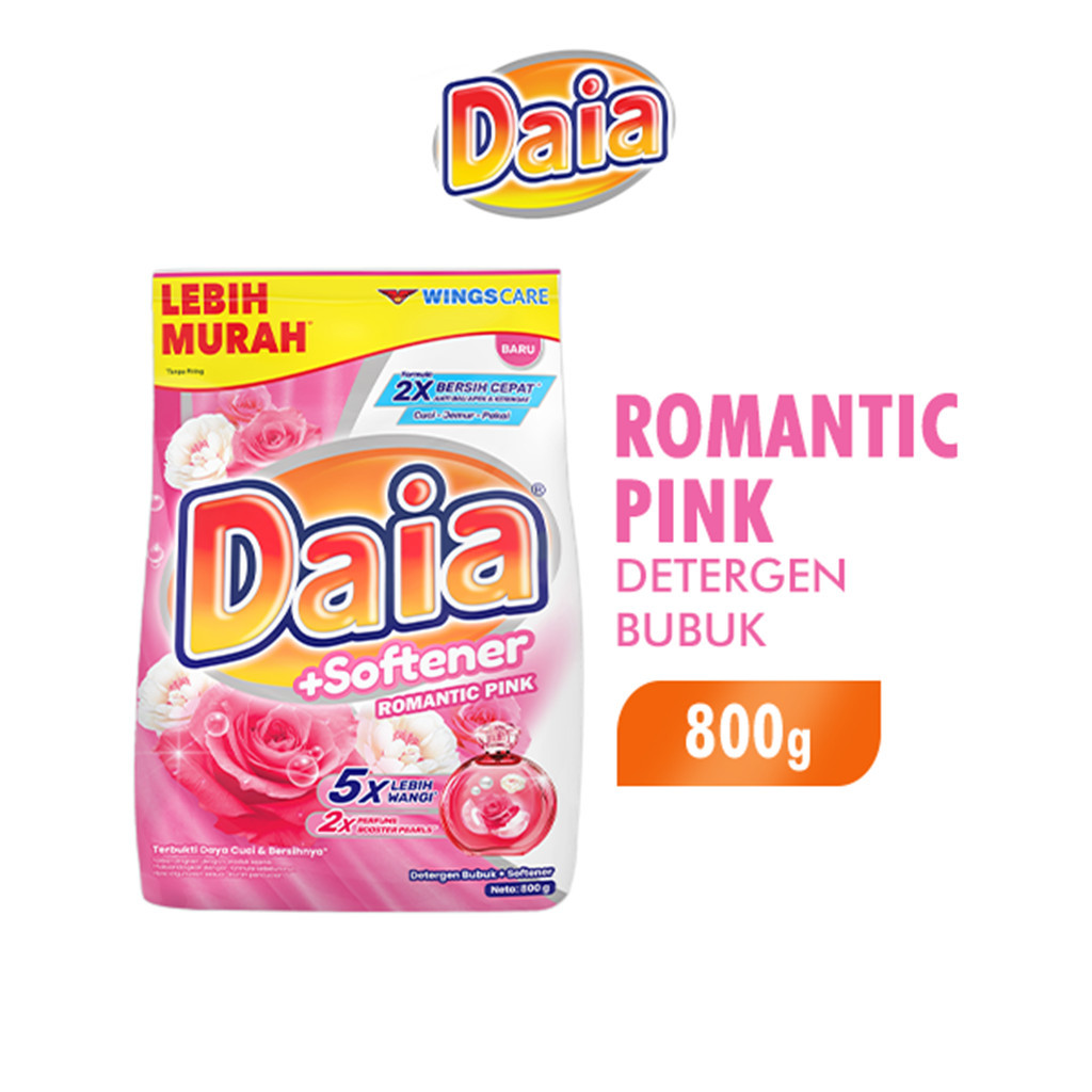 Jual Daia Detergen Bubuk + Softener Romantic Pink 800 g | Shopee Indonesia