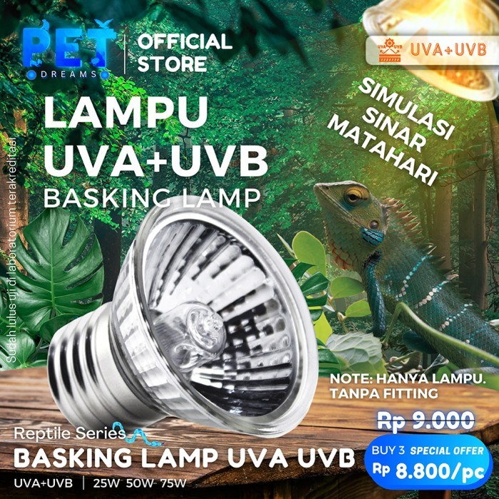 Jual Lampu Penghangat Reptile UVA UVB 25W 50W 75W Pemanas Sulcata Kura Air Brazil Reptil UV ...