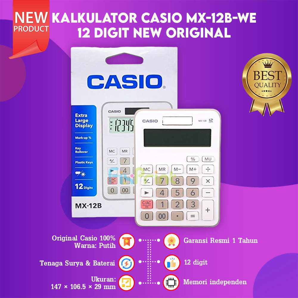 Jual FixPrint New Original Calculator Casio MX-12B Kalkulator Desktop ...