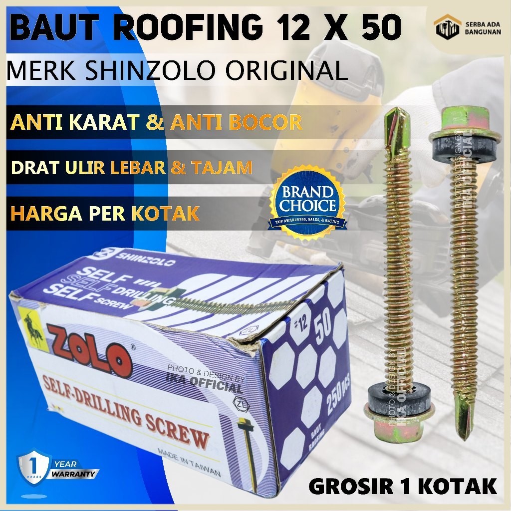 Jual BAUT ROOFING ZOLO 12 x 50 / Baut Rofing (5 cm) / Baut Atap ASLI ...
