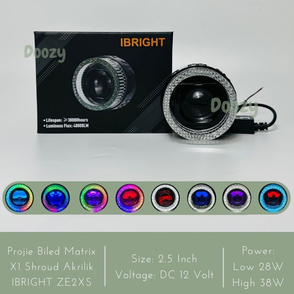 Jual IBRIGHT ZE2XS Projie Biled Matrix X1 2.5 Inch Shroud Akrilik RGB ...