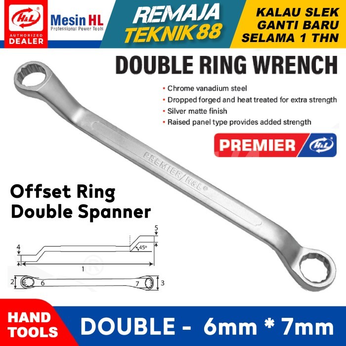 Jual Kunci Ring Pas Offset LENGKAP SEMUA UKURAN DOUBLE RING WRENCH HL PREMIER16*17, 17*19, 18*19 ...