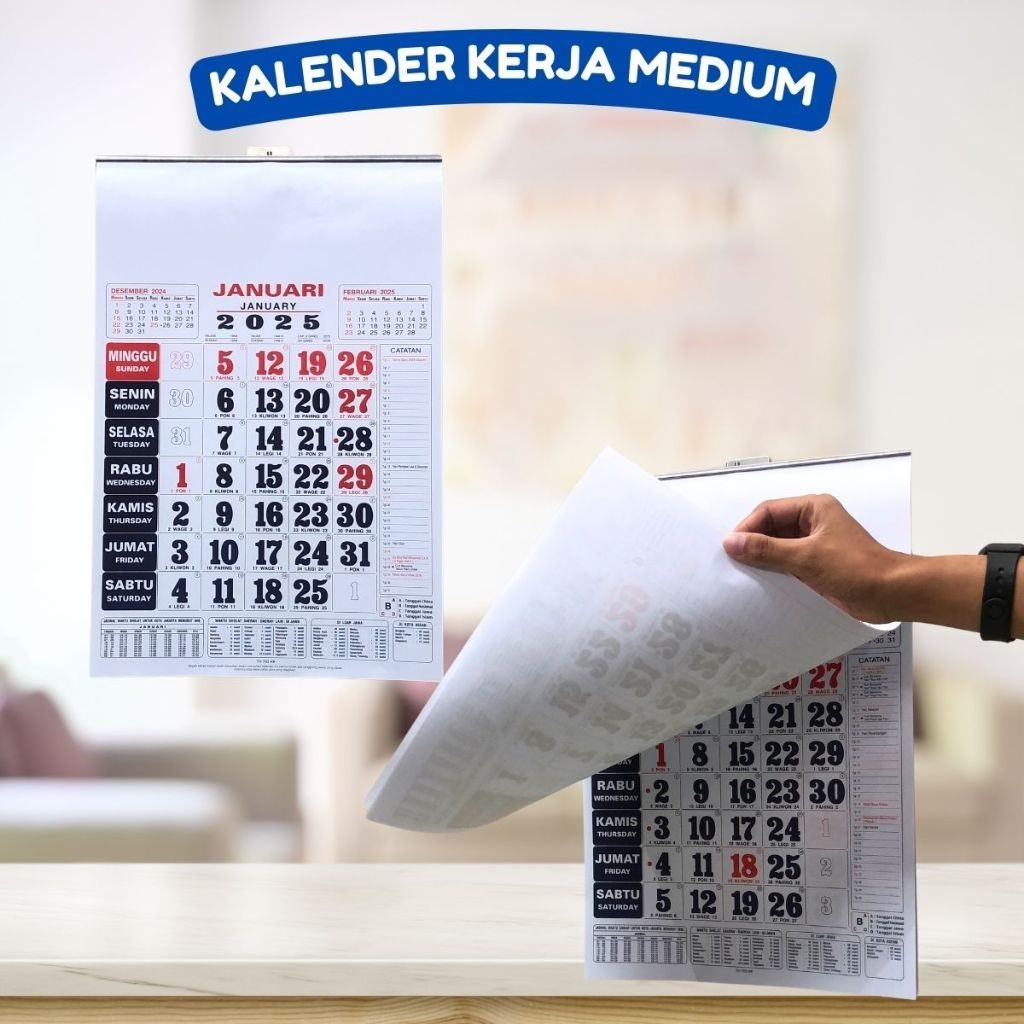 Jual Kalender Dinding Medium Calender Tahun 2025 Ukuran Medium ( 48 x ...
