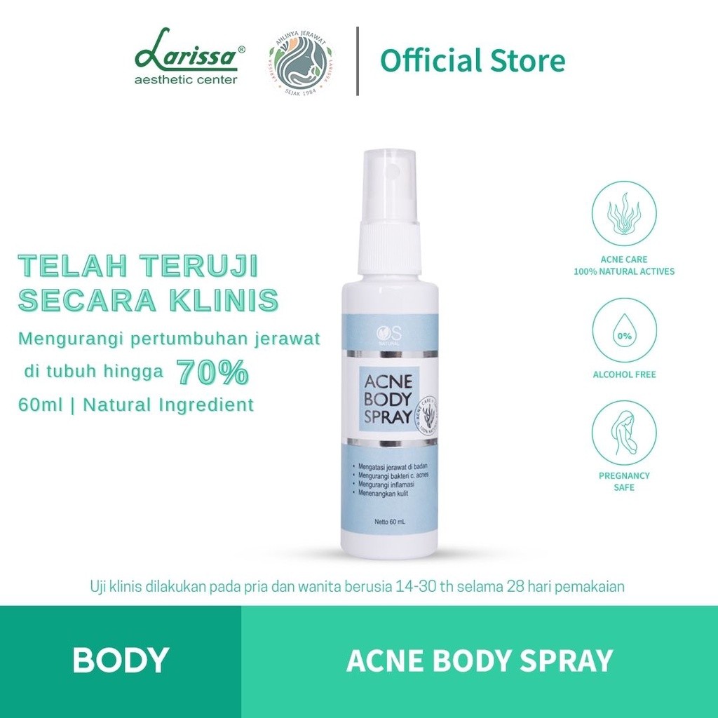 Jual Larissa Natural Acne BODY SPRAY - Perawatan Jerawat Untuk Tubuh ...