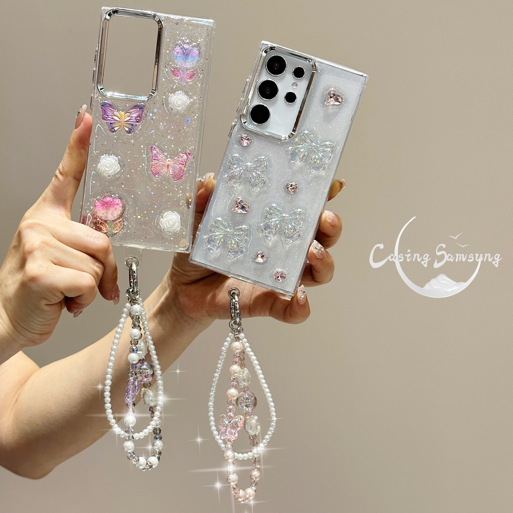 Jual Crystal Colored Butterfly Bracelet Case for Samsung Galaxy S25 S24 S23 S22 ULTRA PLUS S20 ...