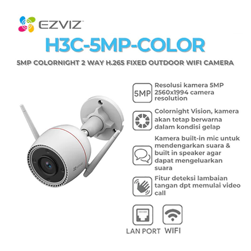 Jual Ezviz H3C 5MP 3K WiFi Color Night Vision Outdoor Kamera CCTV IP ...