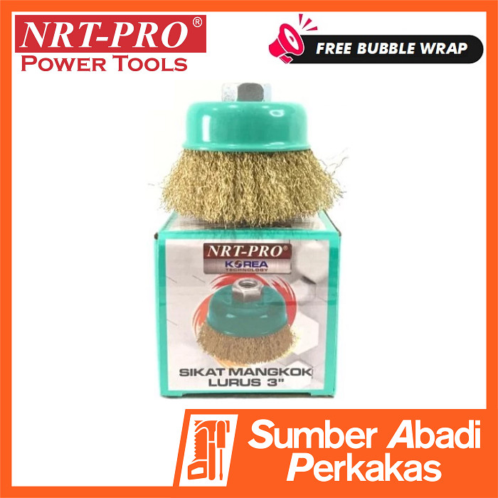 Jual NRT-PRO Sikat Kawat Mangkok 3 Inch Lurus Kuning Cup Crimped Brush ...