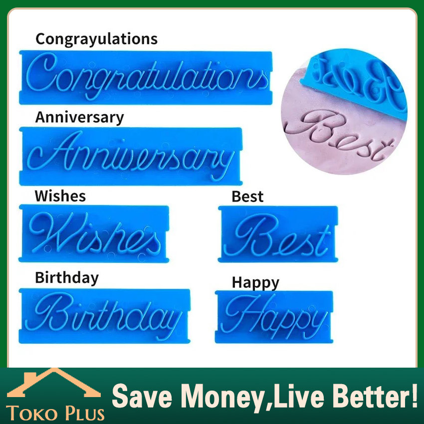 Jual 6Pcs Cetakan Tulisan Happy Birthday Stamp Cake / Cetakan Tulisan ...