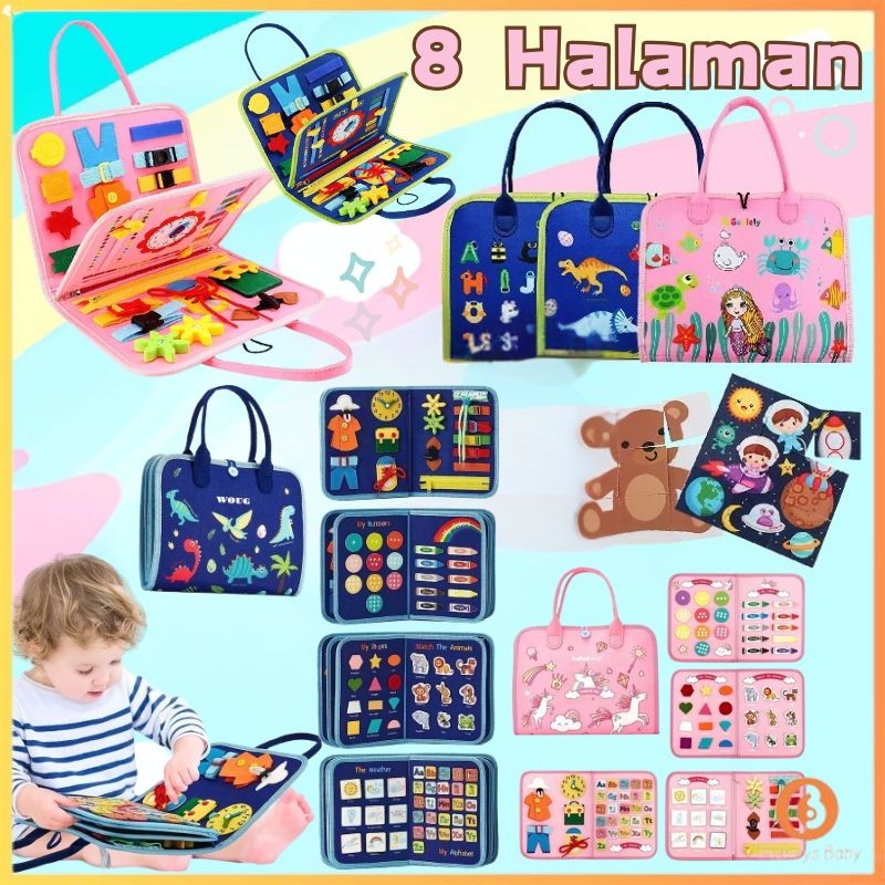 Jual [Penjual Lokal] 8 Halaman Busy Board Mainan Montessori Untuk ...