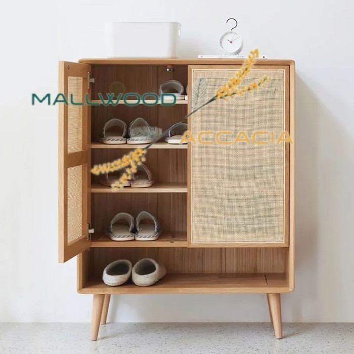 Jual MALL WOOD Rak Sepatu Kombinasi Rotan Klasik | Shopee Indonesia