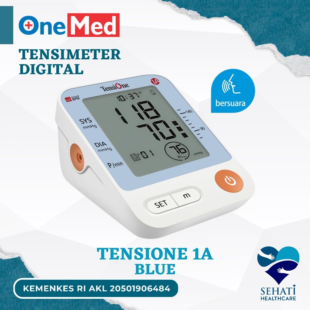 Jual Onemed Tensimeter Digital TensiOne 1A Blue Dengan Suara Alat Ukur ...