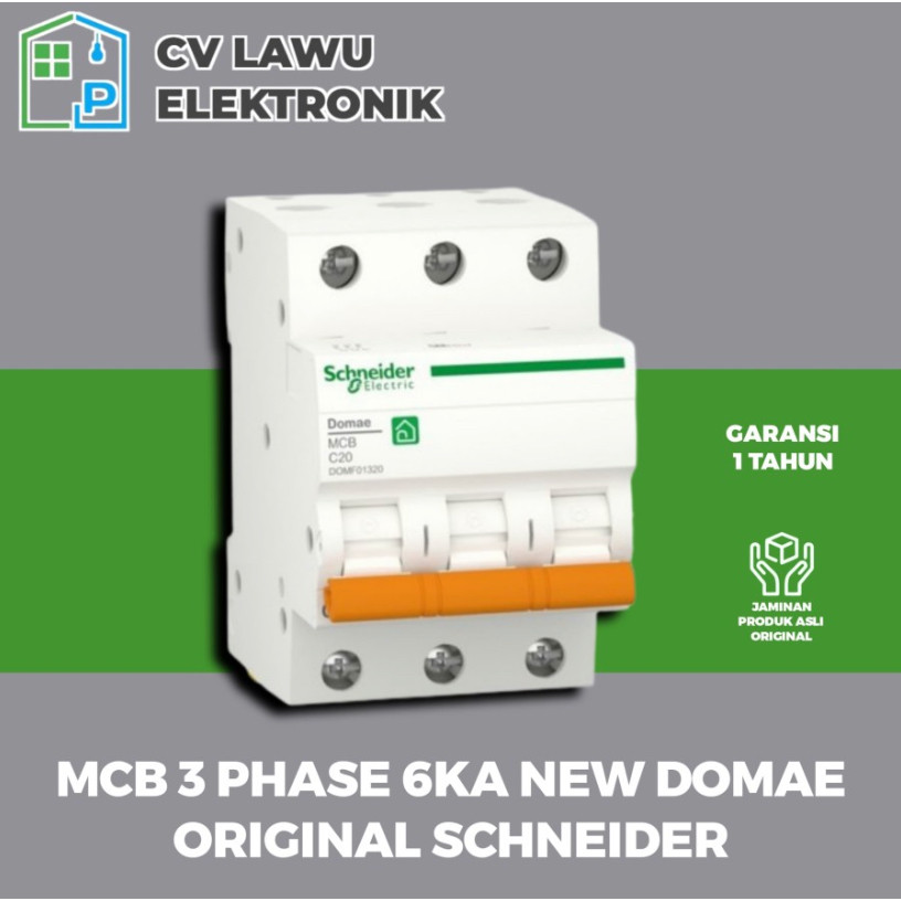 Jual MCB New Domae Schneider 3P 6kA 6A 10A 16A 20A 25A 32A 40A 50A 63A 3 Phase ORIGINAL BARU ...