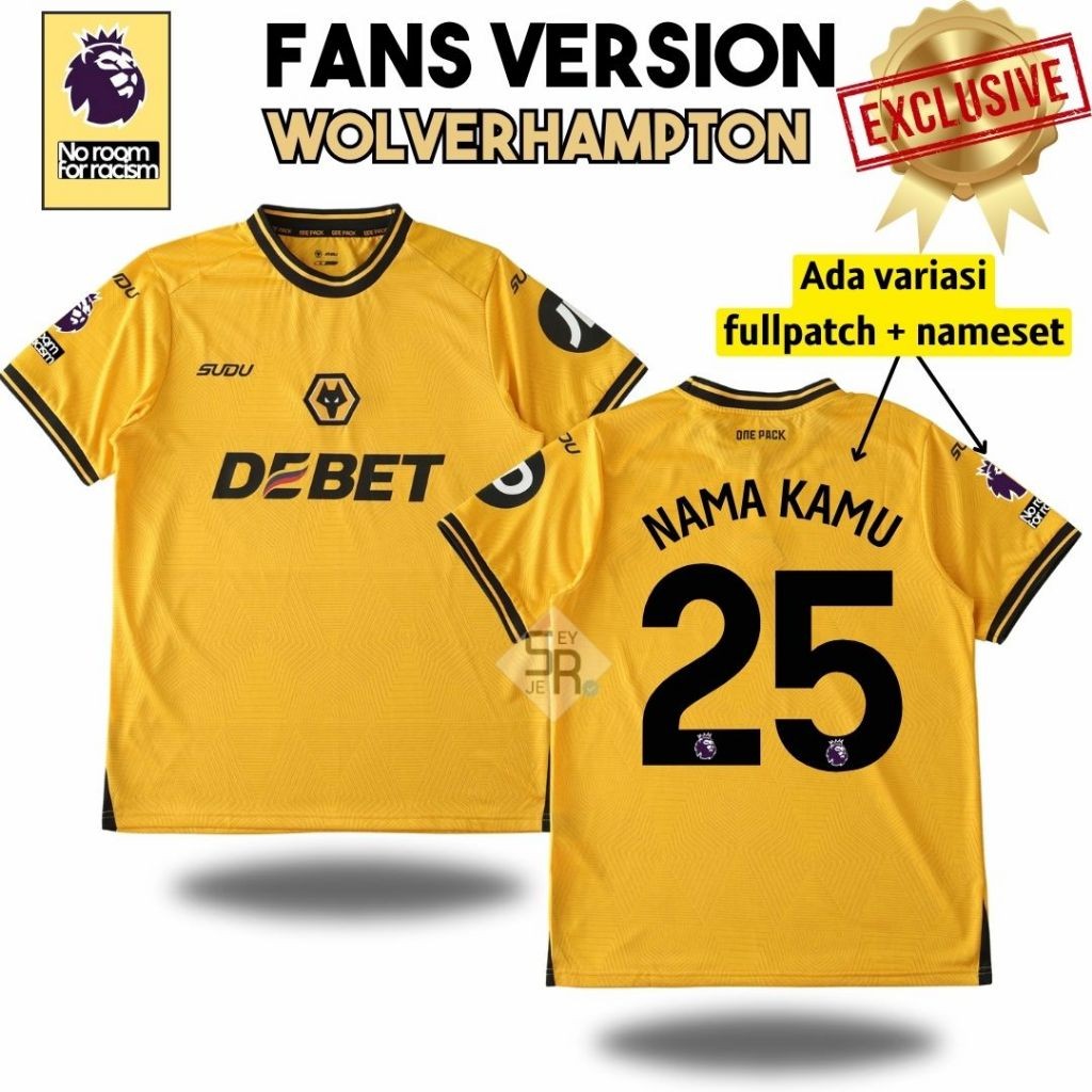 Jual Jersey wolverhampton 2024 2025 Home Baju Bola Wolves Fans 24 25 ...