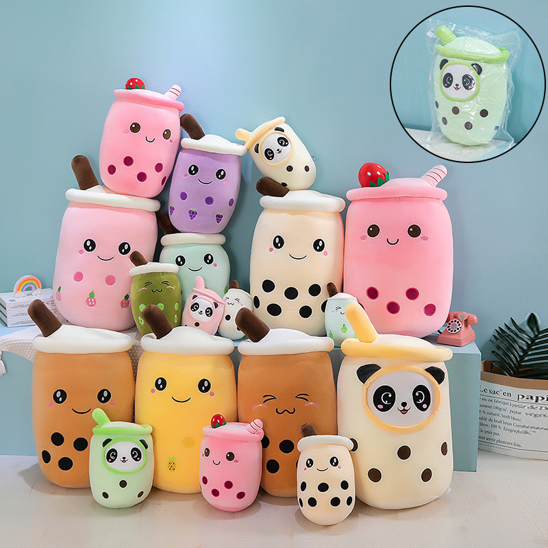 Jual New Arrival Cartoon Fruit Bubble Tea Cup Plush Toys Real Life Boba ...