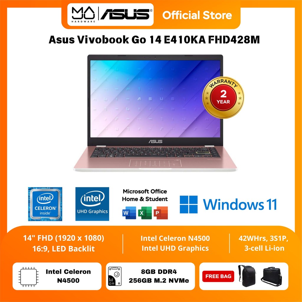 Jual Laptop ASUS Vivobook Go 14 E410KA-FHD428M - Rose Pink | Shopee ...