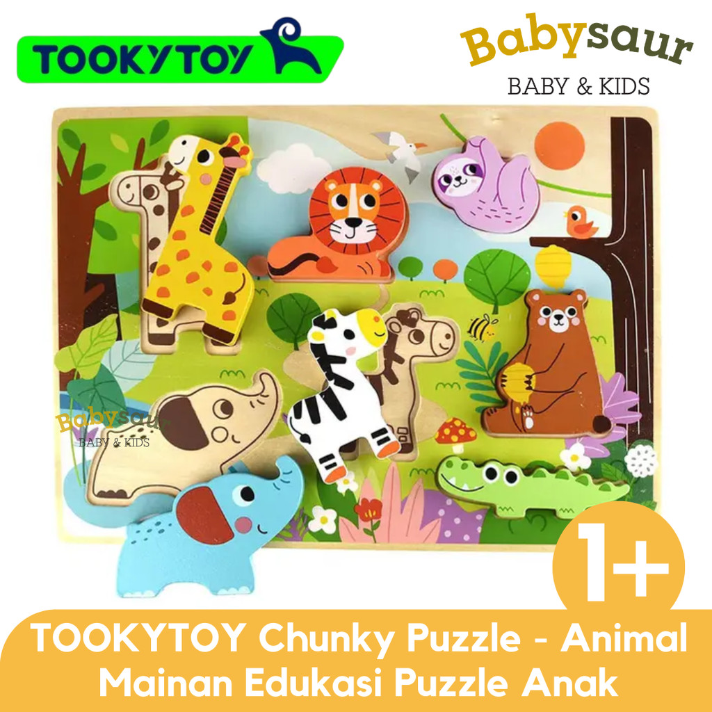 Jual TOOKY TOY Animal Chunky Puzzle Wooden Toys Mainan Edukasi Puzzle ...
