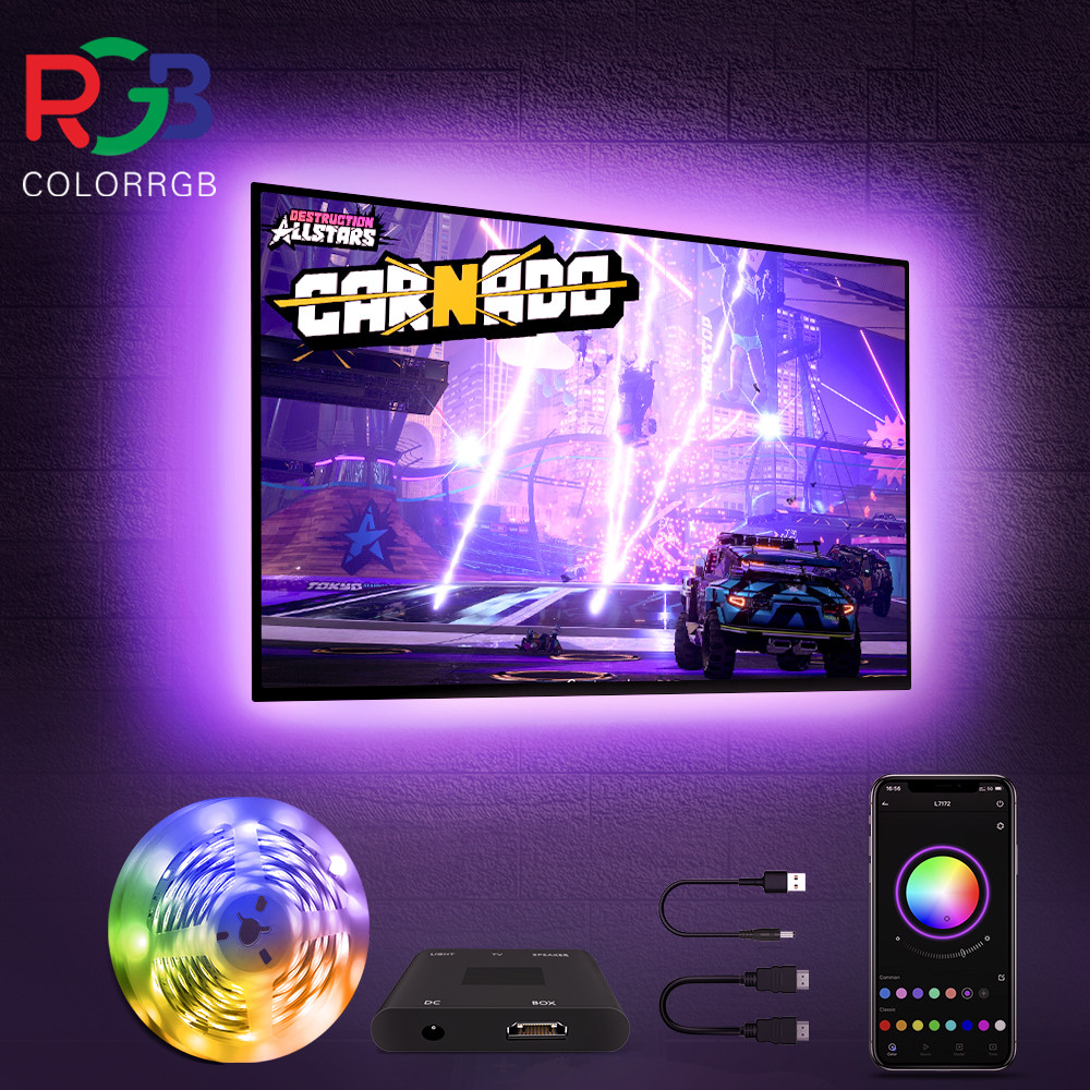 Jual Immersion TV LED Backlight with HDMI Sync Box, 5M Led Lights for ...