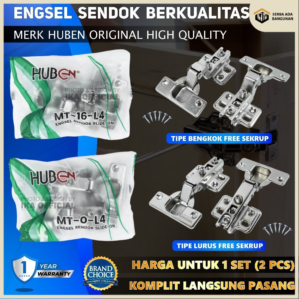 Jual HUBEN Engsel Sendok Lurus Tekuk 1 set bengkok rak etalase lemari ...