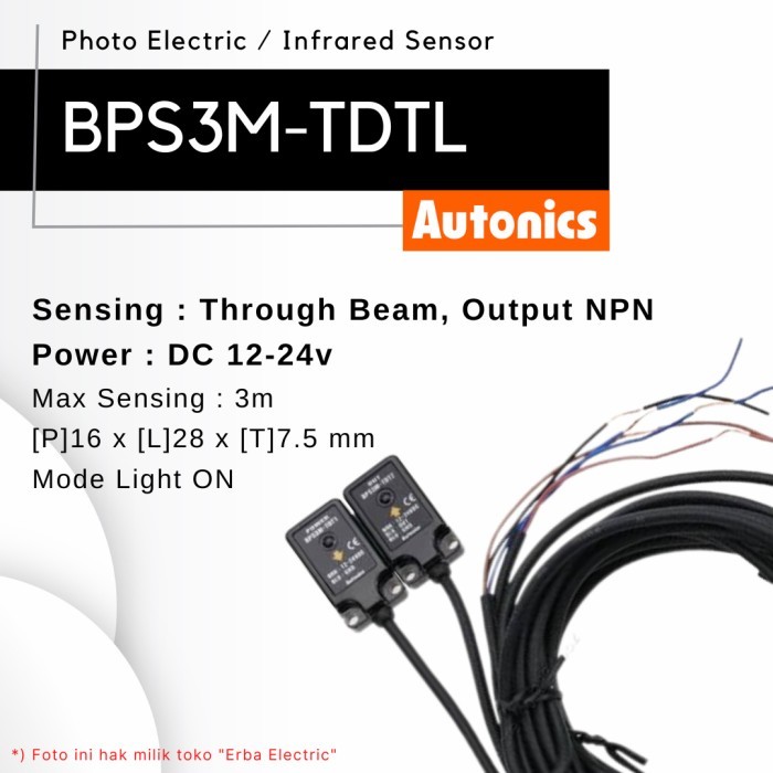 Jual MU99 Autonics BPS3M-TDTL Photo Sensor Through Beam Infrared NPN Original | Shopee Indonesia