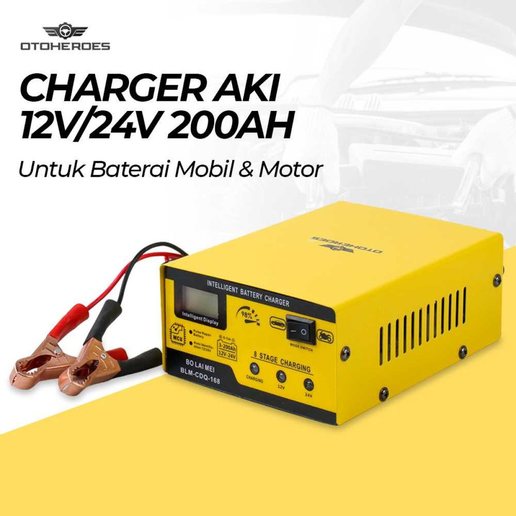 Jual Charger Aki Accu Baterai Mobil Motor Truck Kendaraan 12V/24V 200AH ...