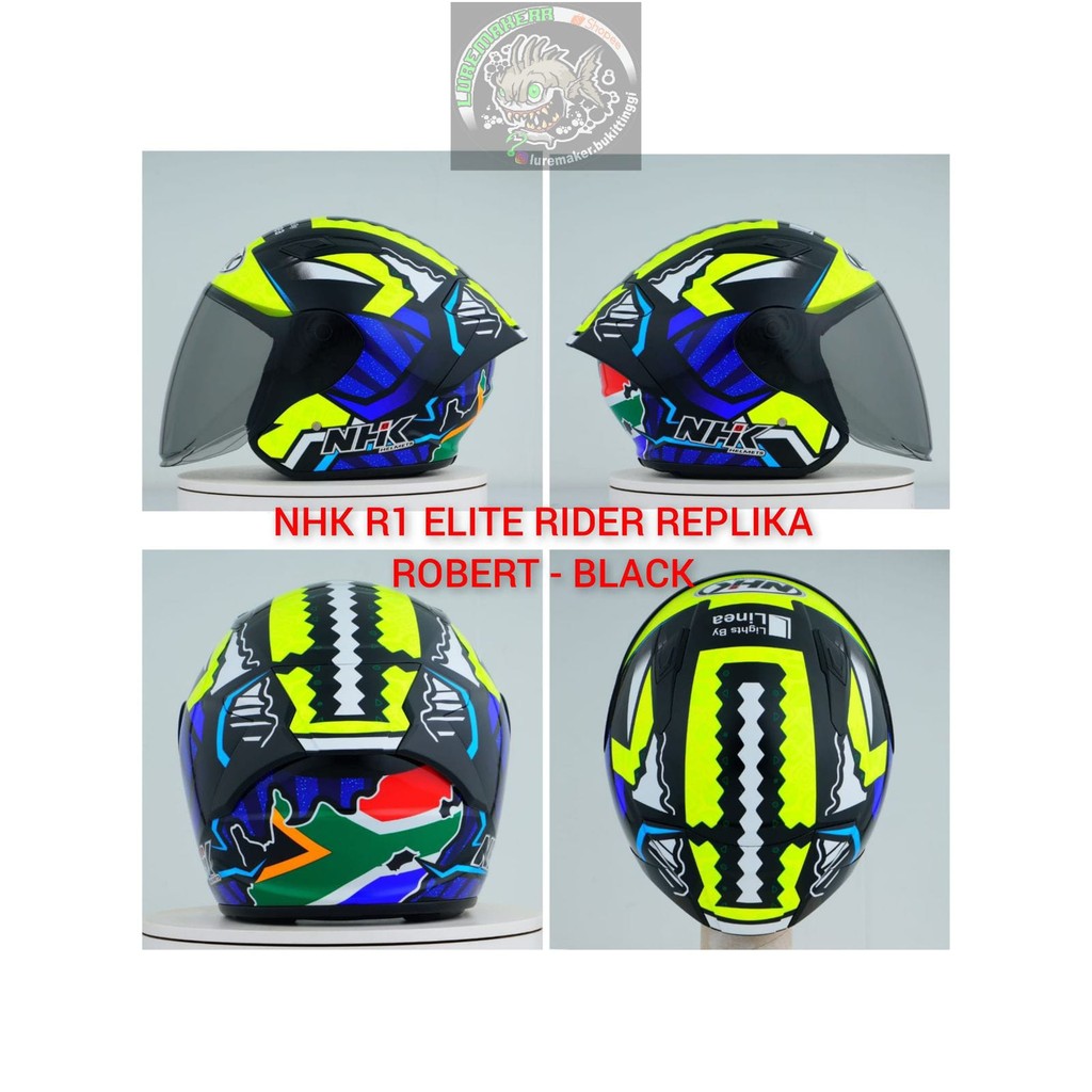 Jual HELM NHK R1 ELITE RIDER REPLIKA ROBERT BLACK VISOR LIGHTSMOKE ...