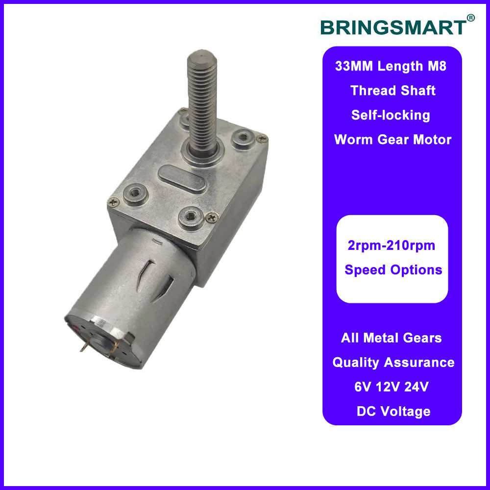 Jual Bringsmart 33mm Micro Worm Electric Motor M8 Screw Shaft Length 12V 24V DC Motor Motor JGY ...