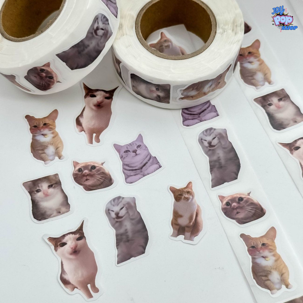 Jual stiker kucing roll 3 pcs roll, stiker meme kucing tiktok, stiker ...