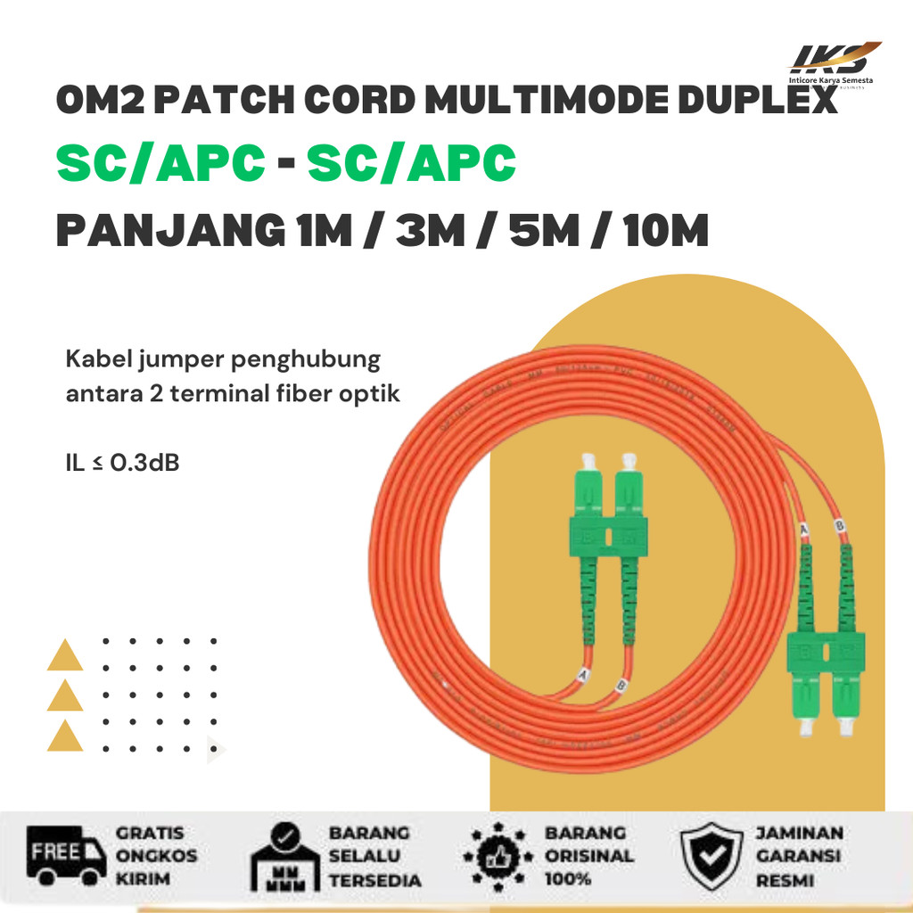 Jual Om2 Patch Cord Multimode Duplex Sc Apc Sc Apc Diameter 3mm Berbagai Ukuran Shopee Indonesia