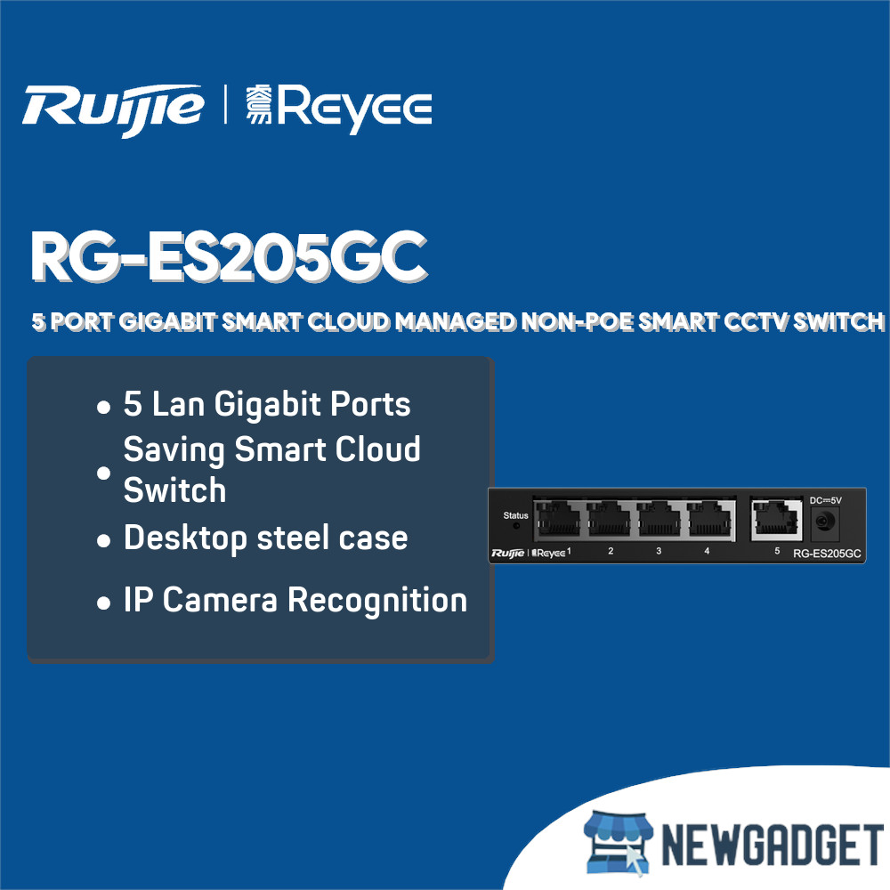 Jual RUIJIE REYEE RG-ES205GC 5 PORT GIGABIT SMART CLOUD MANAGED NON-POE SMART CCTV SWITCH ...