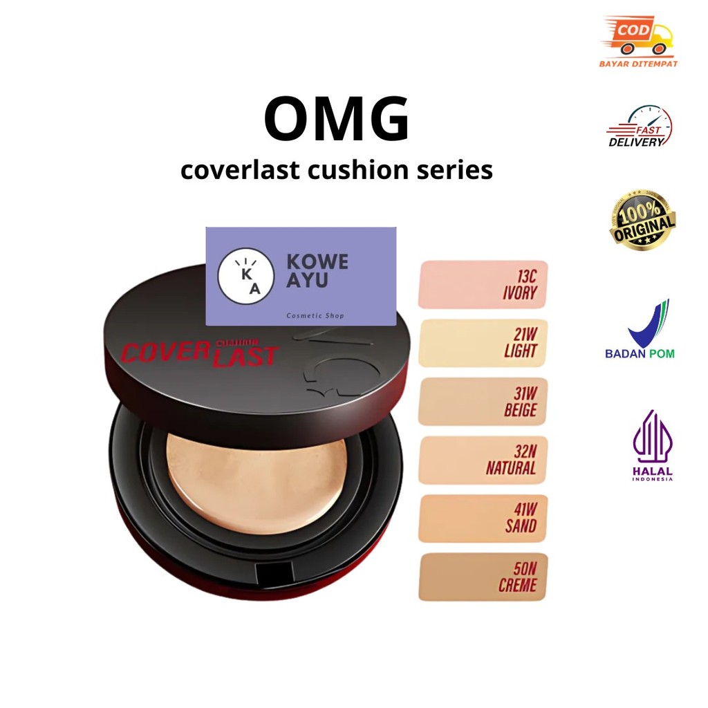 Jual OMG Oh My Glam Coverlast Cushion 15g | Ivory | Light | Beige | Natural | Sand | Creme ...