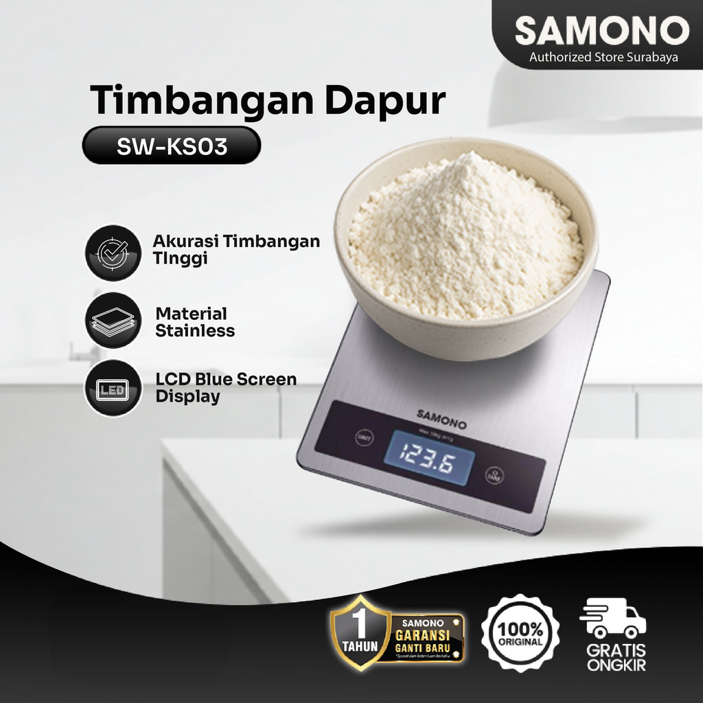 Jual SAMONO Kitchen Electronic Scale 10 Kg Timbangan Dapur Digital ...