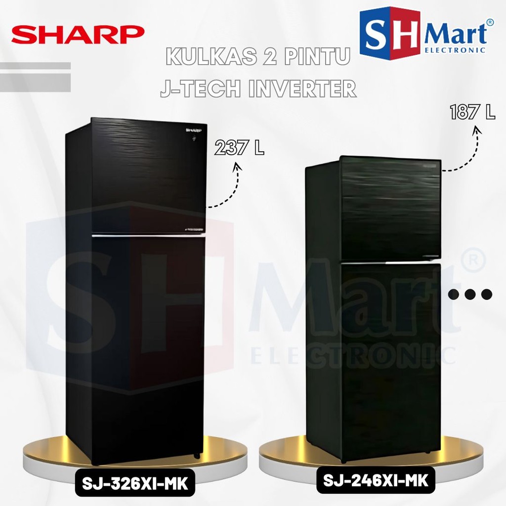 Jual KULKAS 2 PINTU SHARP SJ-246XIMK / SJ-326XI-MK J-TECH INVERTER GLASS DOOR GARANSI RESMI ...