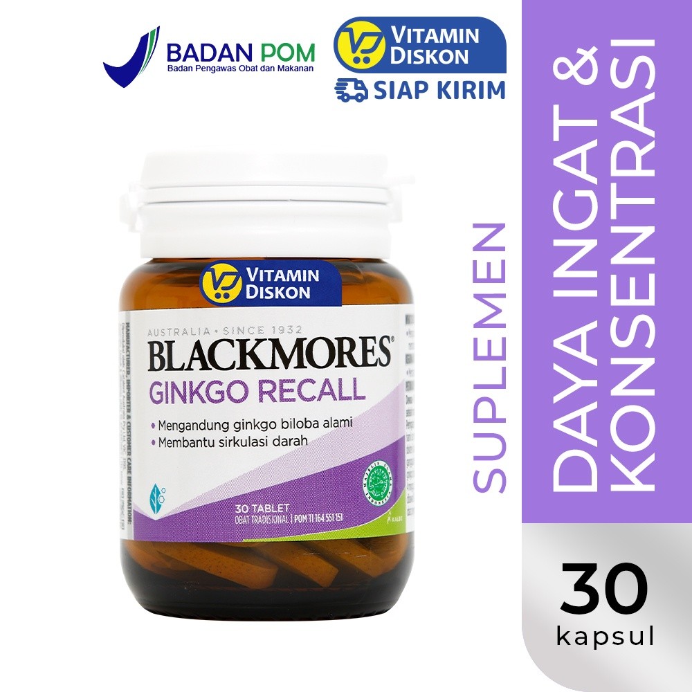 Jual BLACKMORES GINKGO RECALL BPOM KALBE - 30 TAB | Suplemen Peningkat ...
