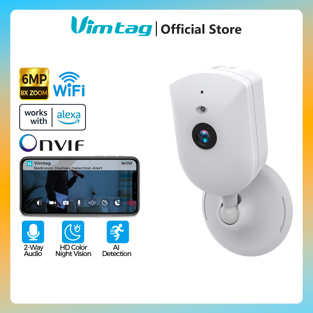 Jual VIMTAG 6MP WIFI Camera 2-Way Audio Security IP Cam 3.5K HD IR ...