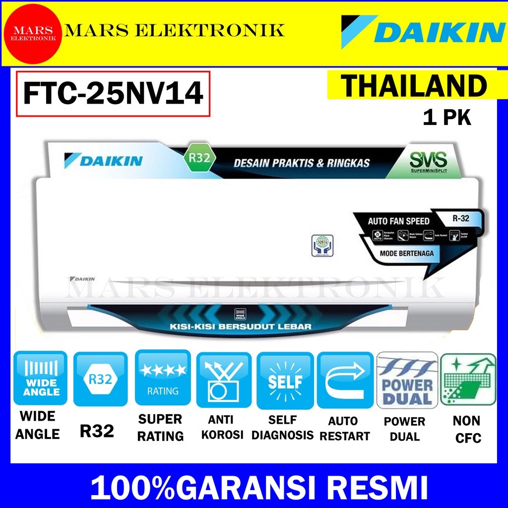Jual AC DAIKIN 1PK THAILAND FTC-25NV14 / 1 PK / GARANSI RESMI / FTC 25 NV 14 / PENDINGIN RUANGAN ...