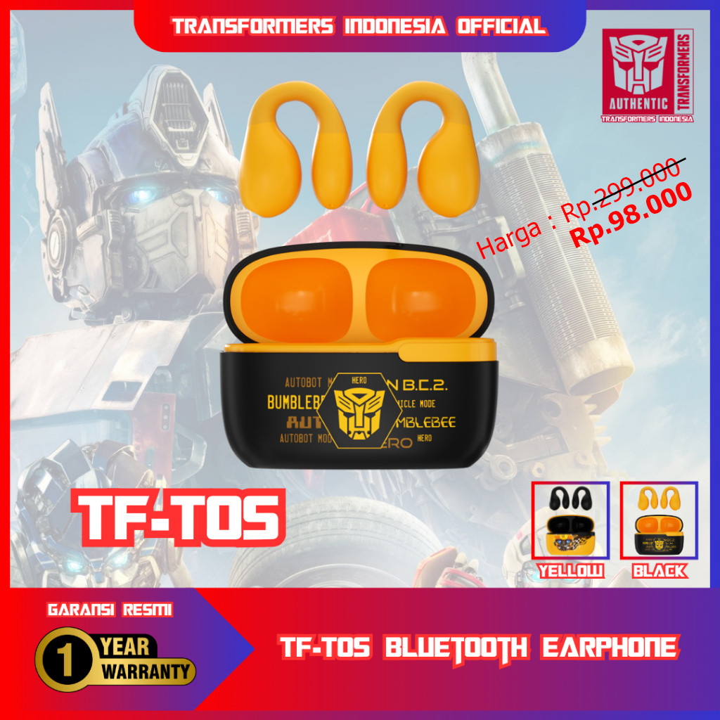 Jual Transformers TF-T05 TWS Earphone Bluetooth V5.4 Clip On - Rise Of The Beasts Edition ...