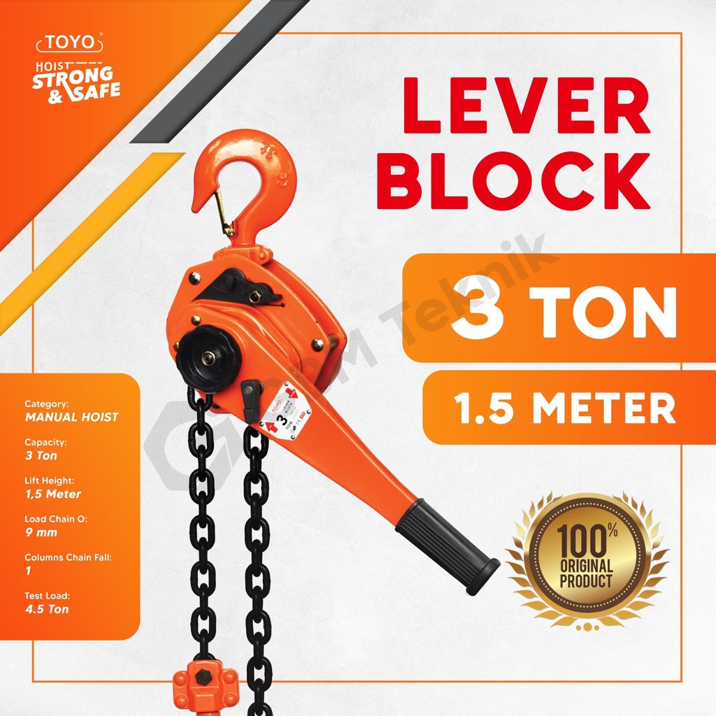 Jual LEVER BLOCK 3 TON / LEVER HOIST (3 T X 1.5 METER, 3 T X 3 METER, 3 ...