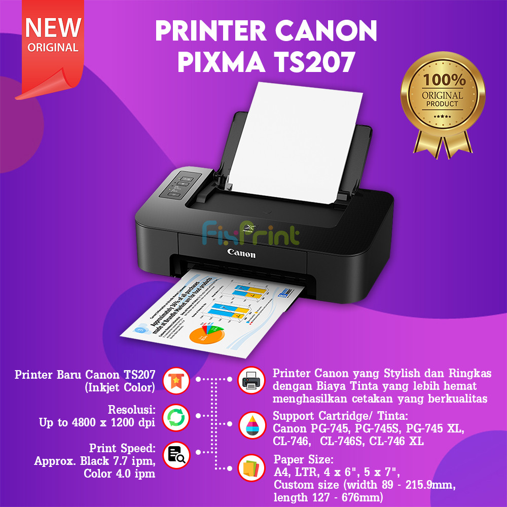 Jual FixPrint Canon Pixma TS207 TS 207 Printer Color Inkjet Single ...