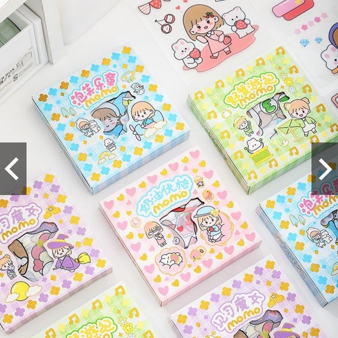 Jual MOMO Mini Sticker isi 100 Rainbow Mix Warna Original waterproof ...